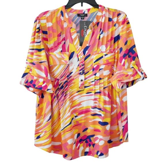 Cocomo | Tops | Cocomo New Splash Abstract Pocket Plus Size Short ...